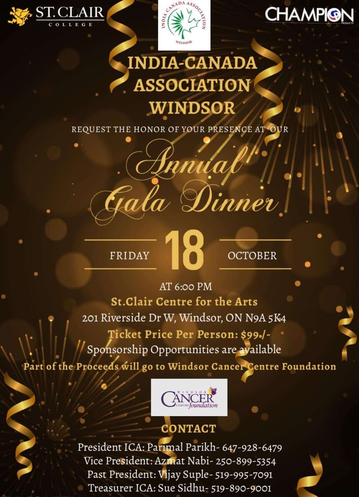 India-Canada Annual Gala Dinner - Windsor Cancer Centre Foundation